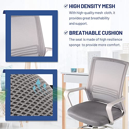 ZUNMOS Drafting Tall, Counter Office, High Standing, Ergonomic Mesh Computer Task Chair with Armrests and Adjustable Foot-Ring for Bar Height Desk, Grey