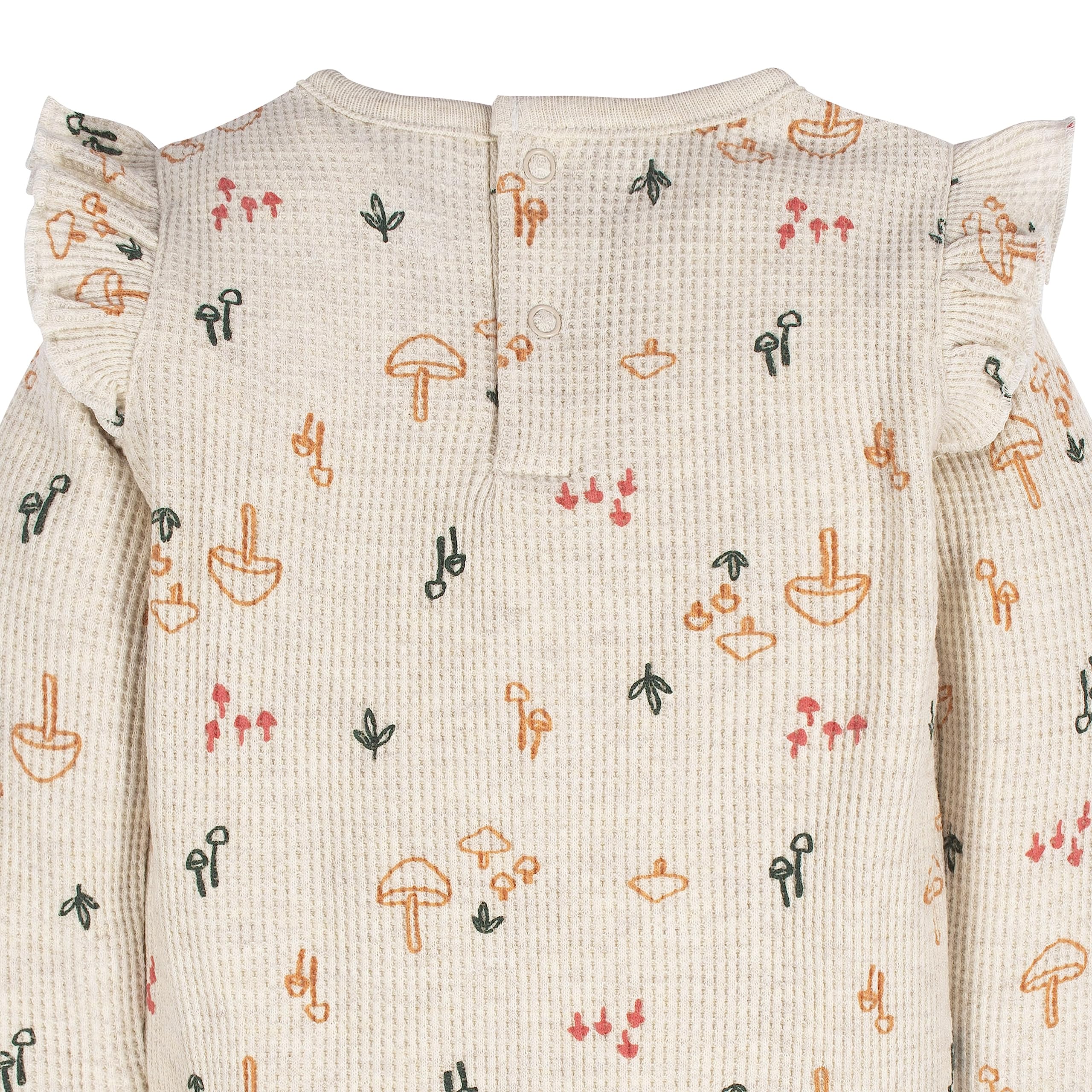 Gerber Baby Girl's 2-Pack Long Ruffle Sleeve Onesies, Mushrooms