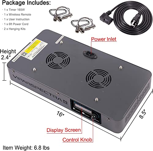 VIPARSPECTRA Timer Control Dimmable 165W LED Aquarium Light Full Spectrum for Grow Coral Reef Marine Fish Tank LPS/SPS