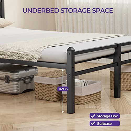 GreenForest Queen Bed Frame Quick Lock Heavy Duty Metal Platform and Full Size Bed Frame with Headboard