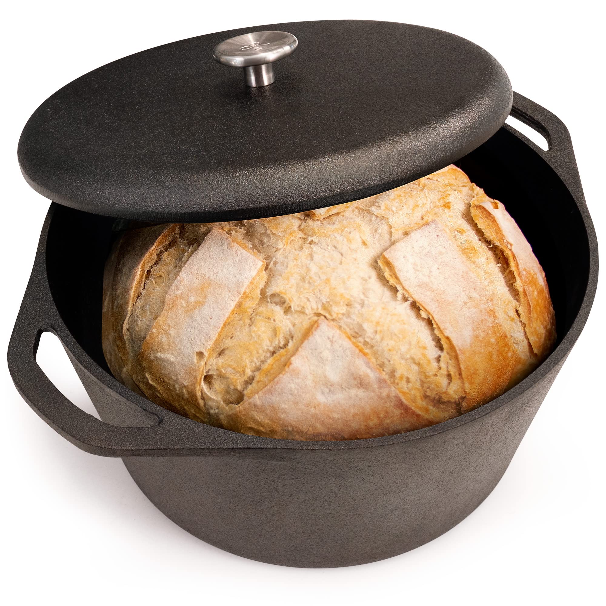 Greater Goods Cast Iron, 10-Inch Dutch Oven with Lid, 5 Quarts Capacity