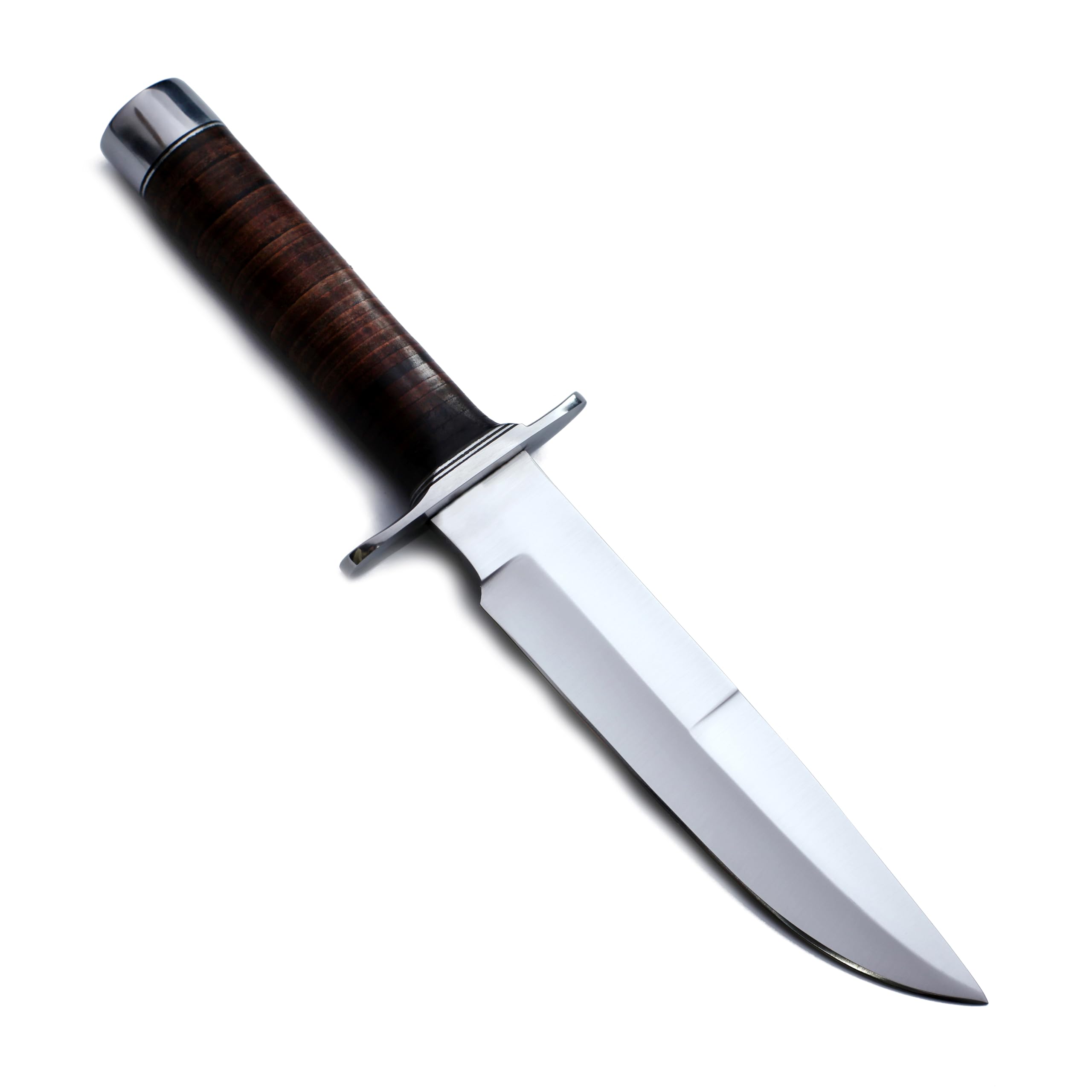 GCS Handmade Stacked Leather Handle D2 Tool Steel Tactical knife Hunting Knife Camp Knife with leather sheath Full tang blade designed for Hunting & EDC GCS 147