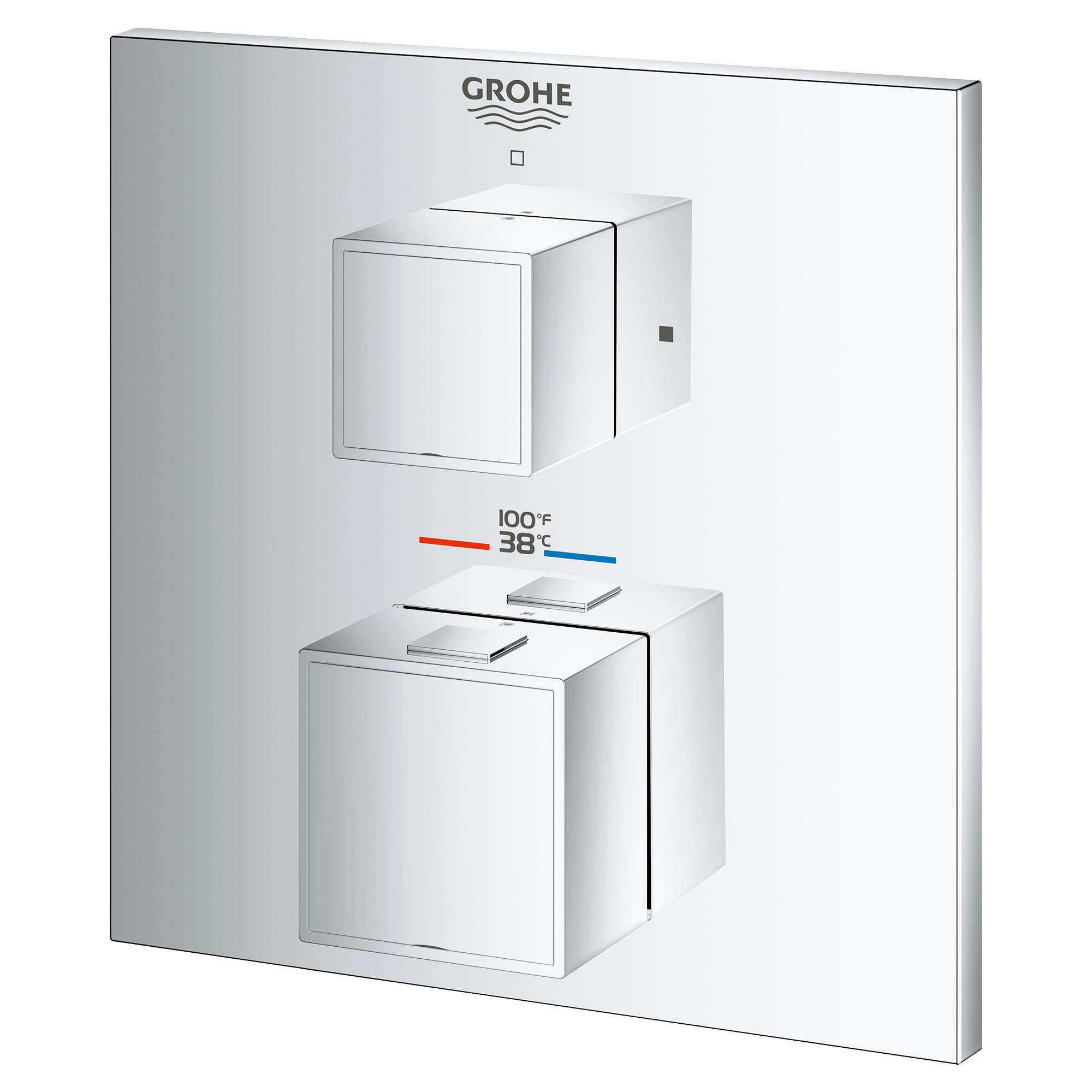 GROHE 24158000 Grohtherm Cube Dual Function 2-Handle Thermostatic Trim, Starlight Chrome
