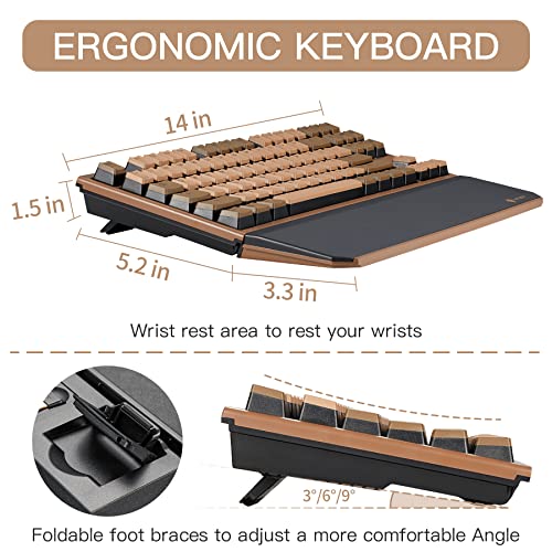 Hexgears X3 Wireless Mechanical Keyboard TKL 87 Keys, Kailh Box 3.0 Gold Switch, Ergonomic, N-Key Rollover, Backlit Gaming Keyboard with Wrist Rest for PC/Tablet/PS/Xbox/Mac/Laptop