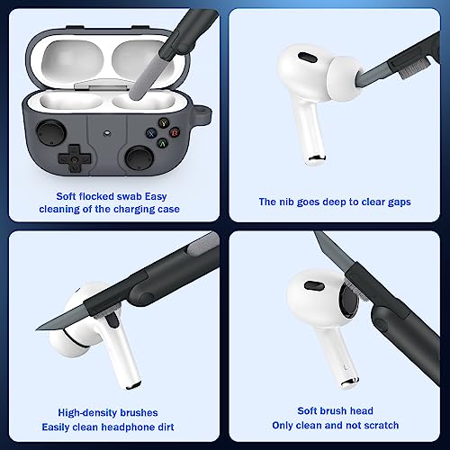 RFUNGUANGO AirPods Pro 2nd /1st Generation Case Cover with Keychain,Game Player Design for Kid Men and Women, Soft Silicone Case for AirPods Pro Gen 2/1(2022/2019) Charging Case-Grey