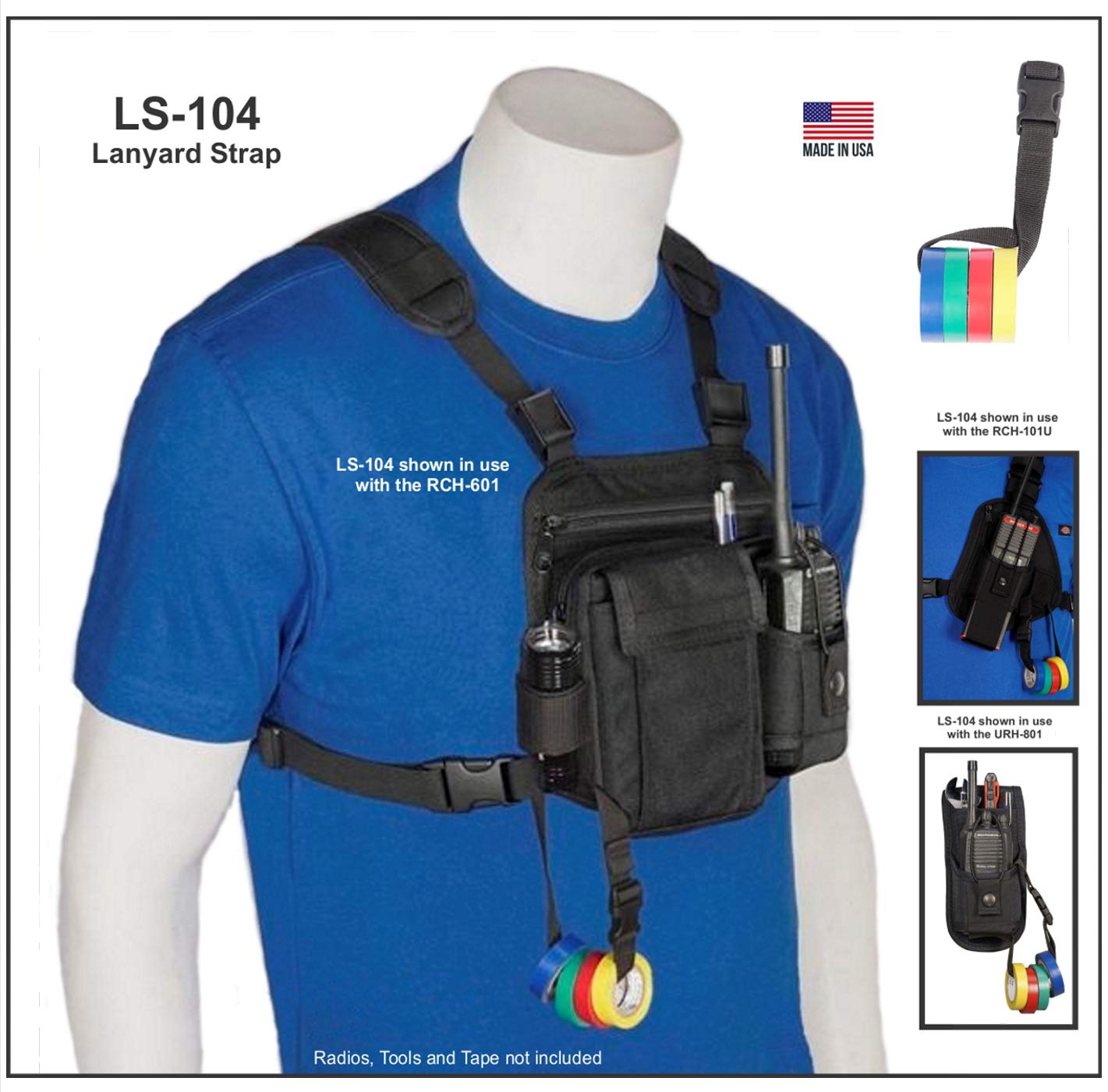 HOLSTERGUY LS-104 Lanyard Strap for USE with Two Way Radio Chest Harness, Holster & Cases