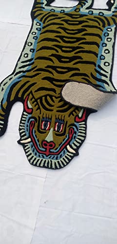 Tiger Print Skin Area Rug for Home Decor Wall Hanging for Living Room Bedroom Anti-Slip Rug Gift by AFTAB Collection (3 x 5) (Tiger 2, 3 x 5 feet), AREARUGS3, Multi