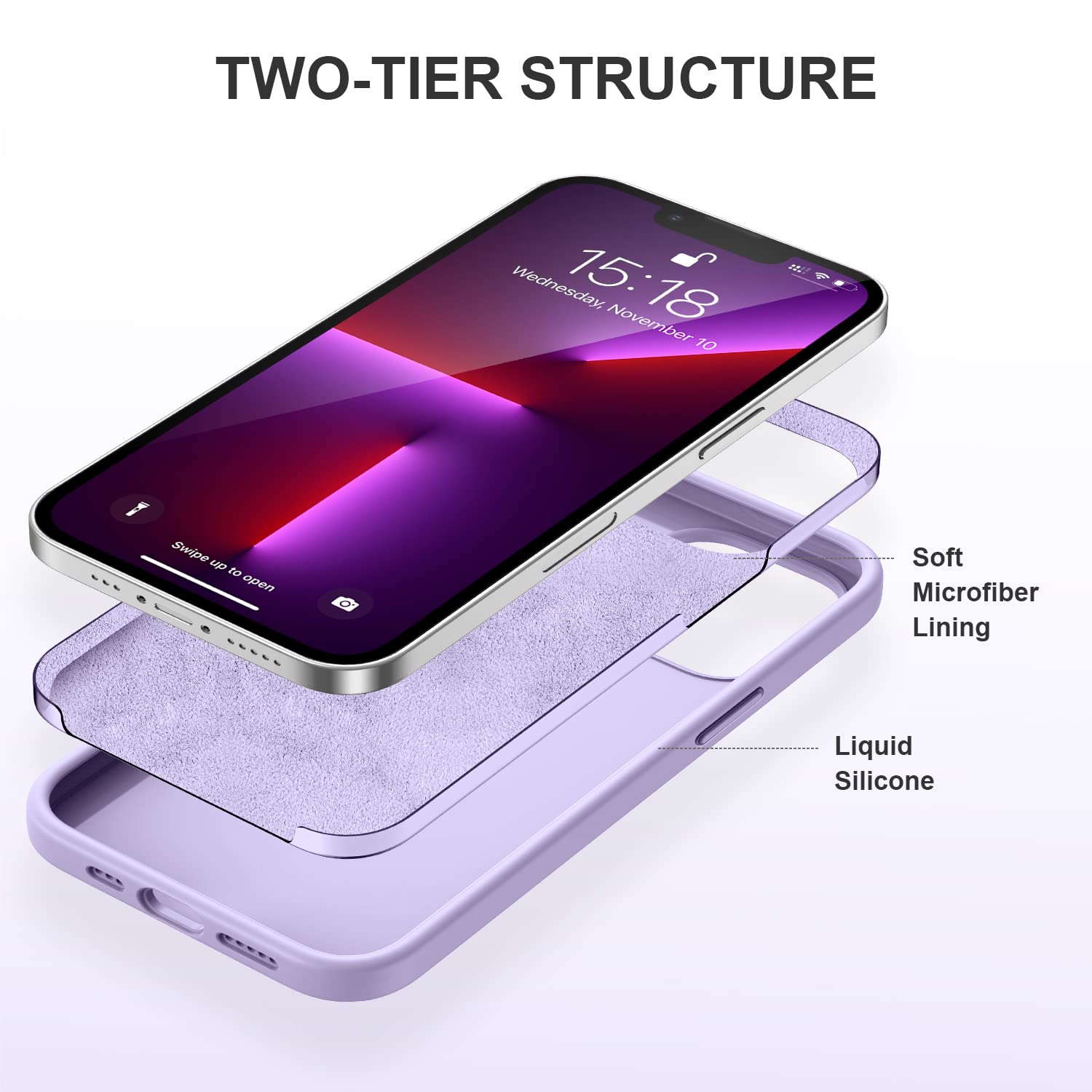 HeyAlpha Slicone case for iPhone 13 Pro Max, Soft Liquid Silicone Gel Rubber Full Body Protection [Soft Anti-Scratch Microfiber], 6.7 inch (Clove Purple, iPhone 13 Pro Max (6.7 inch))