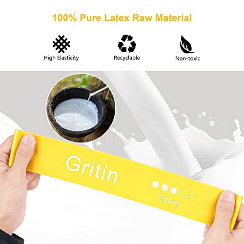 Gritin Resistance Bands,Exercise Bands Loop Bands with Instruction Guide and Carry Bag - Pack of 5 Different Resistance Levels Elastic Bands for Working Out, Exercise,Gym,Training,Yoga