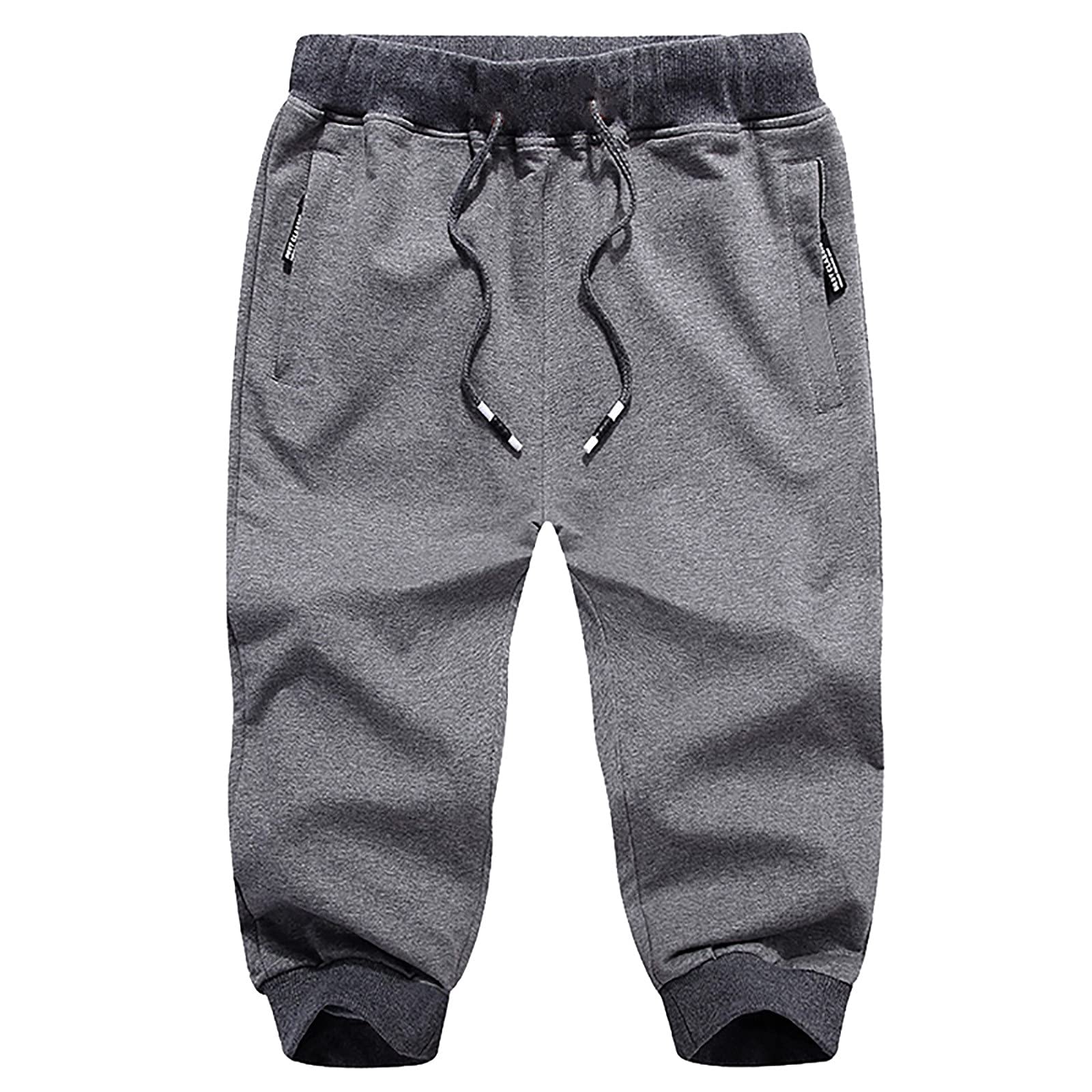 Huangse Men's Athletic Gym Shorts Quick Dry Workout Running Shorts with Zipper Pockets Drawstring Summer Sports Beach(Dark Gray,Medium)