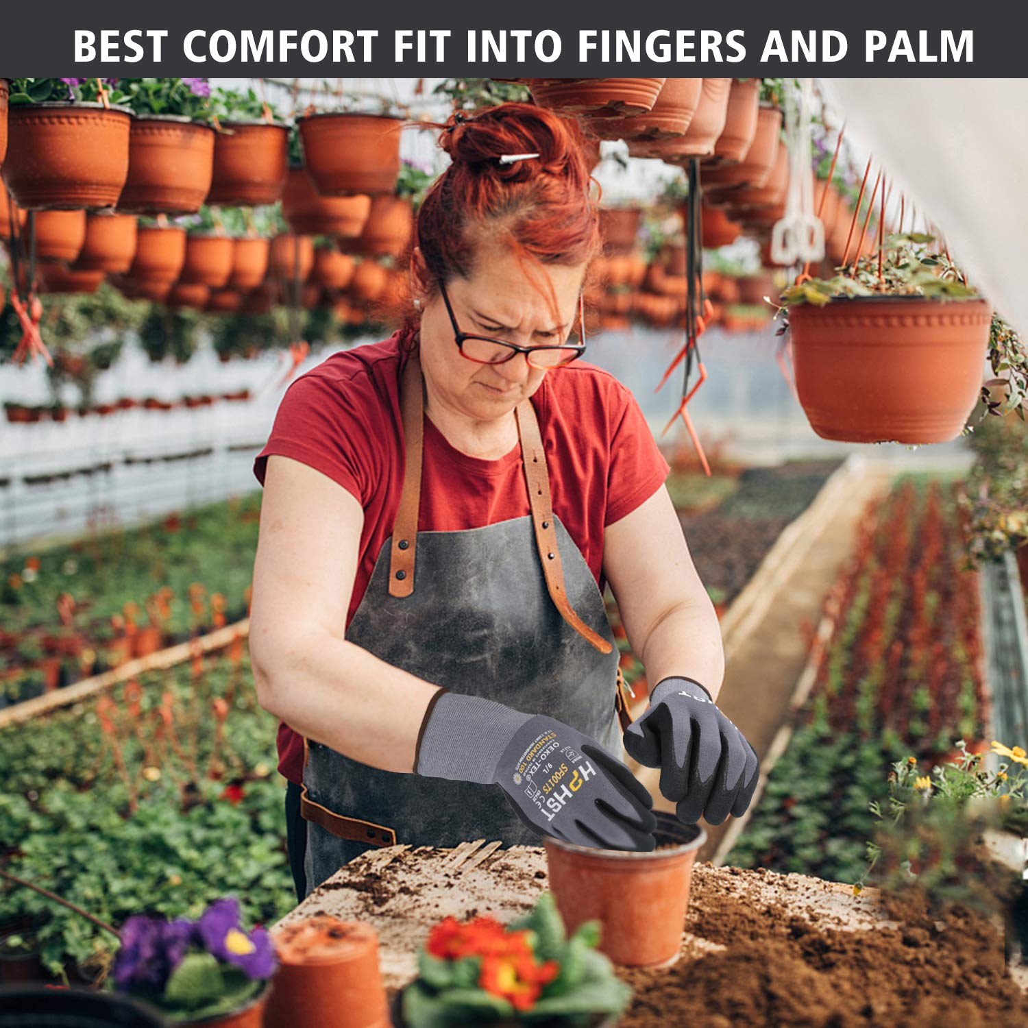 HPHST Nitrile Work Gloves SF001TS,Micro Foam Technology & Spandex Liner Nitrile Coated,CE Approved 15 Gauge Ergonomic Design,Smart Touch,Thin Machine Washable,Grey Small 12 Pairs Pack