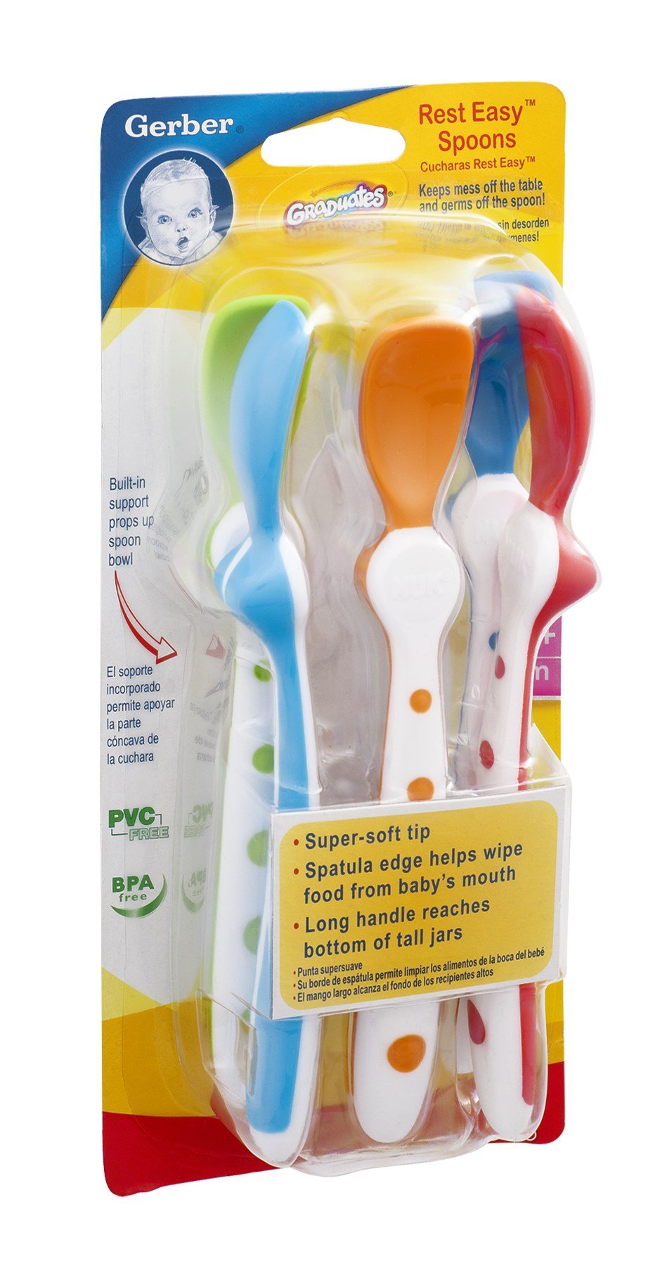 Gerber Graduates Rest Easy Spoons in Assorted Colors, 5-Count