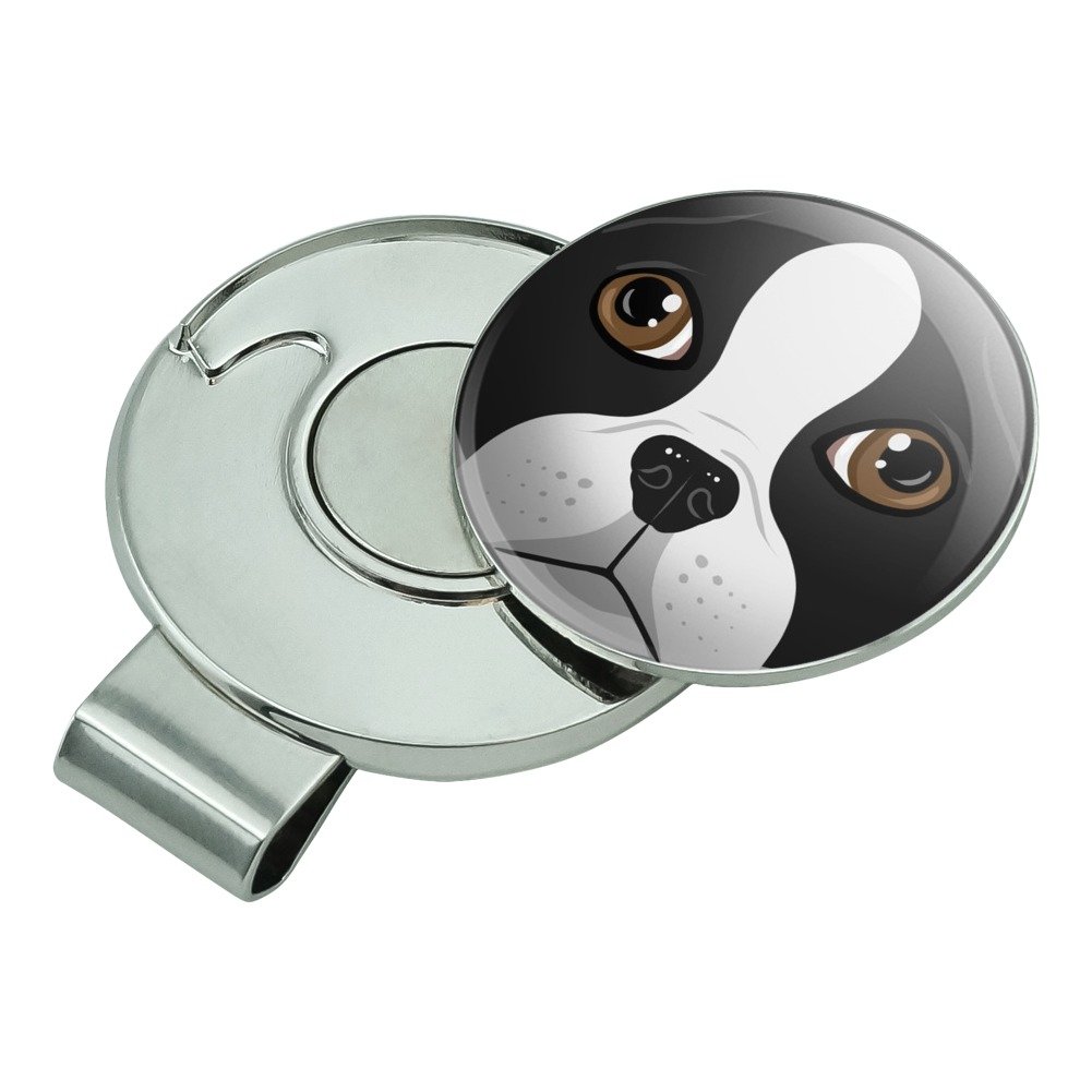 GRAPHICS & MORE Boston Terrier Look Into My Eyes Face Pet Dog Golf Hat Clip with Magnetic Ball Marker