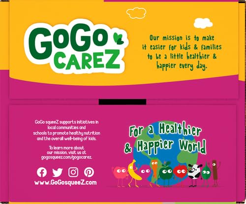GoGo SqueeZ Fruit & VeggieZ Variety Pack, Pedal Peach and Boulder Berry, 3.2 oz (Pack of 20), Unsweetened Snacks for Kids, Gluten Free, Nut Free, Dairy Free, Recloseable Cap, BPA Free Pouches