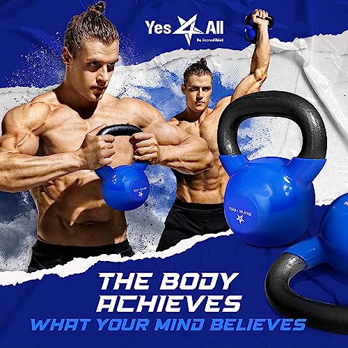 Yes4All Vinyl Coated Kettlebell Weights Set β Great for Full Body Workout and Strength Training β Vinyl Kettlebell 15 lbs