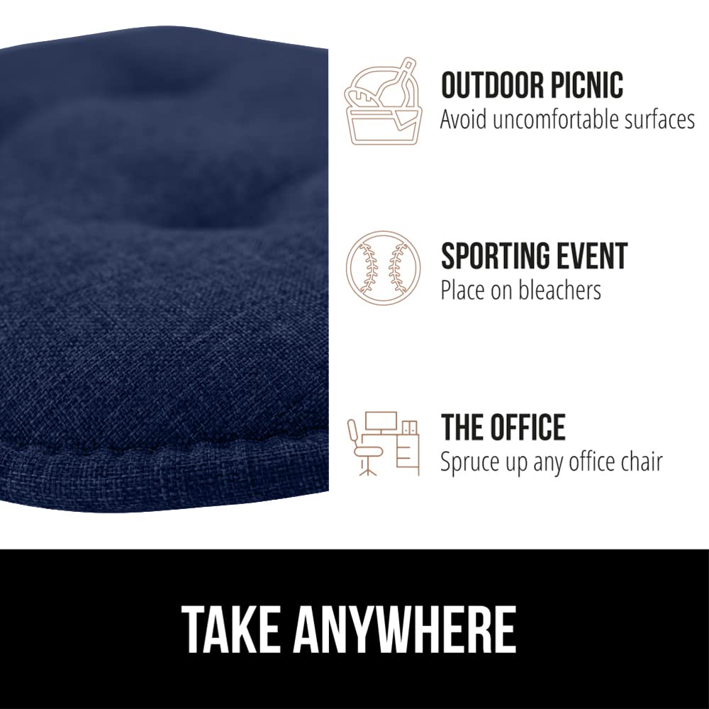 Gorilla Grip Tufted Memory Foam Chair Cushions, Set of 4 Comfortable Pads for Dining Room, Slip Resistant Backing, Washable Kitchen Table, Office Chairs, Computer Desk Seat Pad Cushion, 16x17 Navy