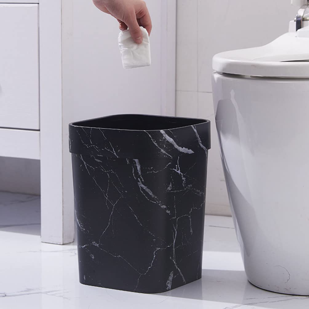 Zerodeko Waste Basket Square Small Trash Can Plastic Small Wastebasket Black Garbage Container Bin Garbage Can for Home, Kitchen, Bathroom, Office (14 L) Black Bathroom Decor