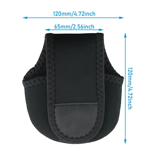 WHYHKJ Fishing Reel Bag 2pcs Fishing Reel Protective Case Cover Black Neoprene Spinning Reel Baitcasting Reel Storage Bag