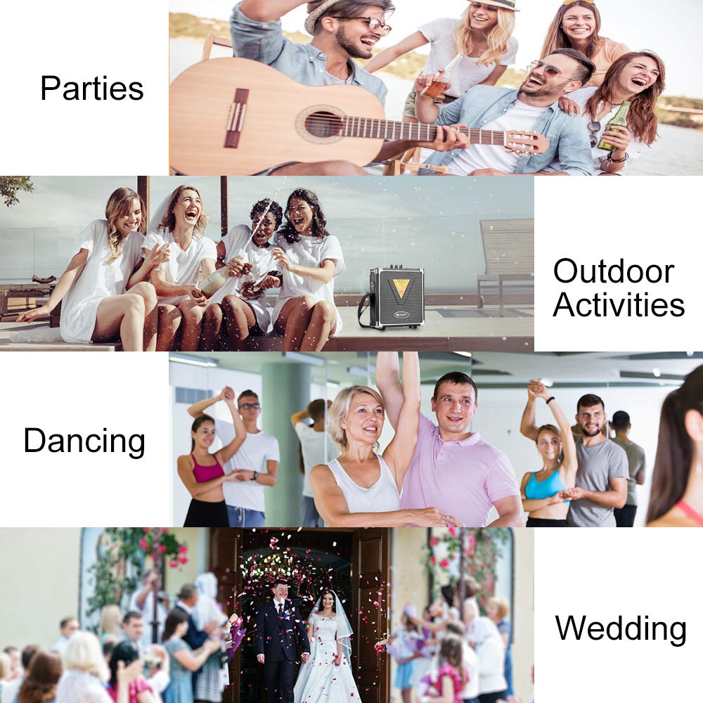 HIKEP Bluetooth Karaoke Machine with Microphone, Portable Wireless PA Speaker with Disco Lights, FM Radio, MP3 Player, Loud Stereo Speaker for Home Outdoor Party Karaoke