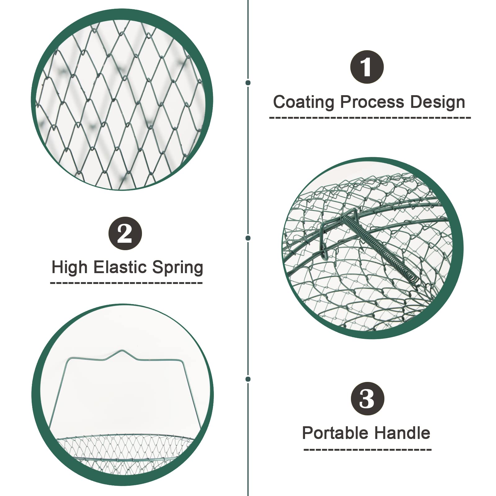 MoiShow Floating Fish Basket,Collapsible Fishing Basket (Green,13Inch * 18Inch) Fish Baskets Fishing Net Cage