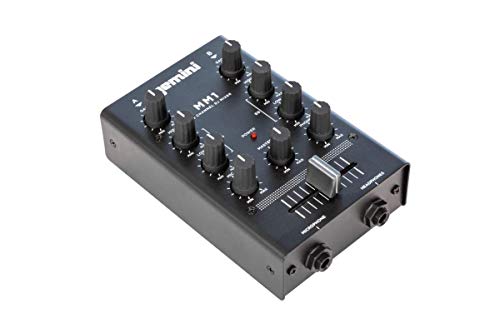 Gemini Sound MM1 Professional Audio 2-Channel Dual Mic Input Stereo 2-Band Rotary Compact DJ Podcast Mixer with Cross-Fader and Individual Gain Control