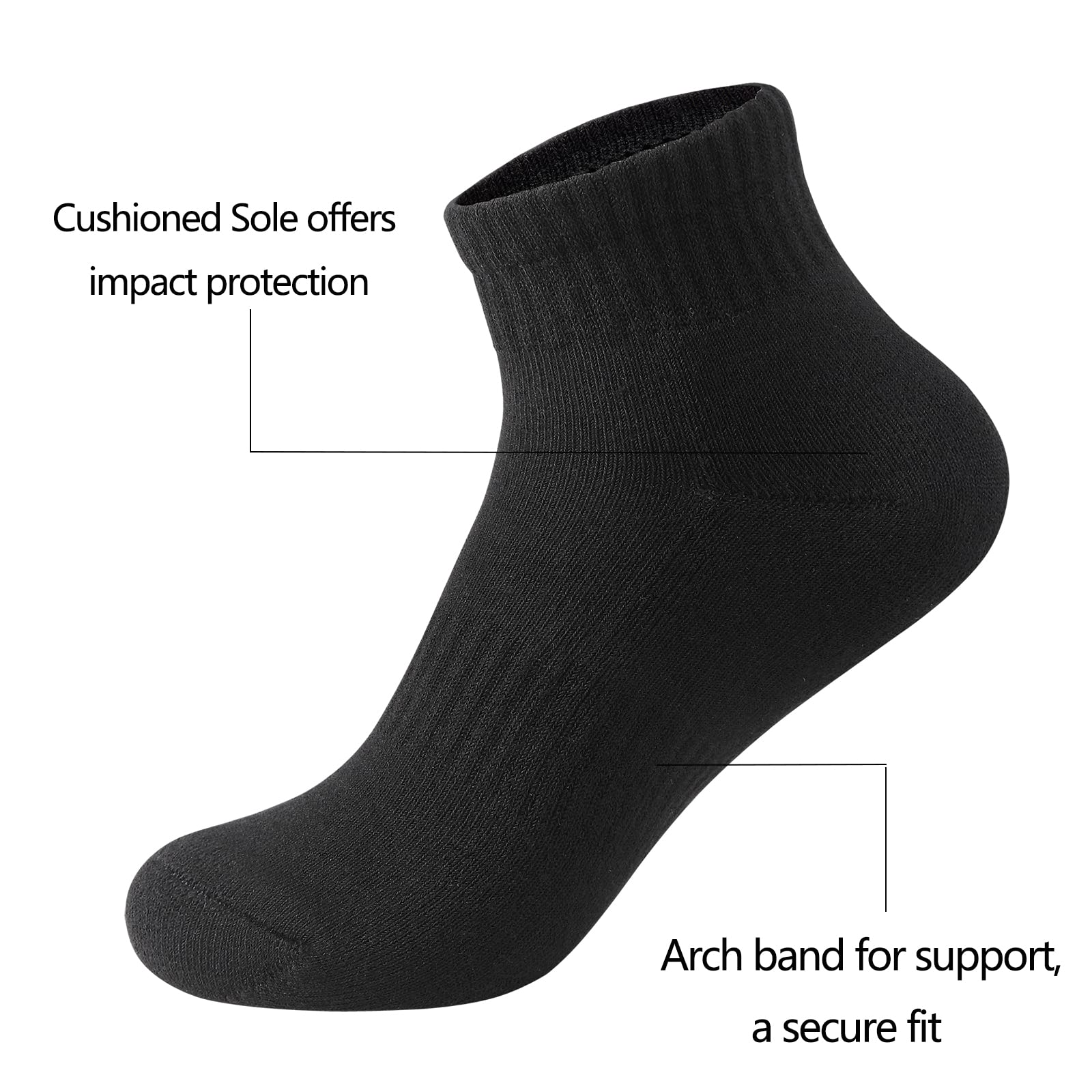 Hepsibah Womens Athletic Ankle Socks Cotton Thick Cushion Low Cut Running Sport Tab Socks 6 Pack Color White 6Pack Size US Shoe Size 6-11