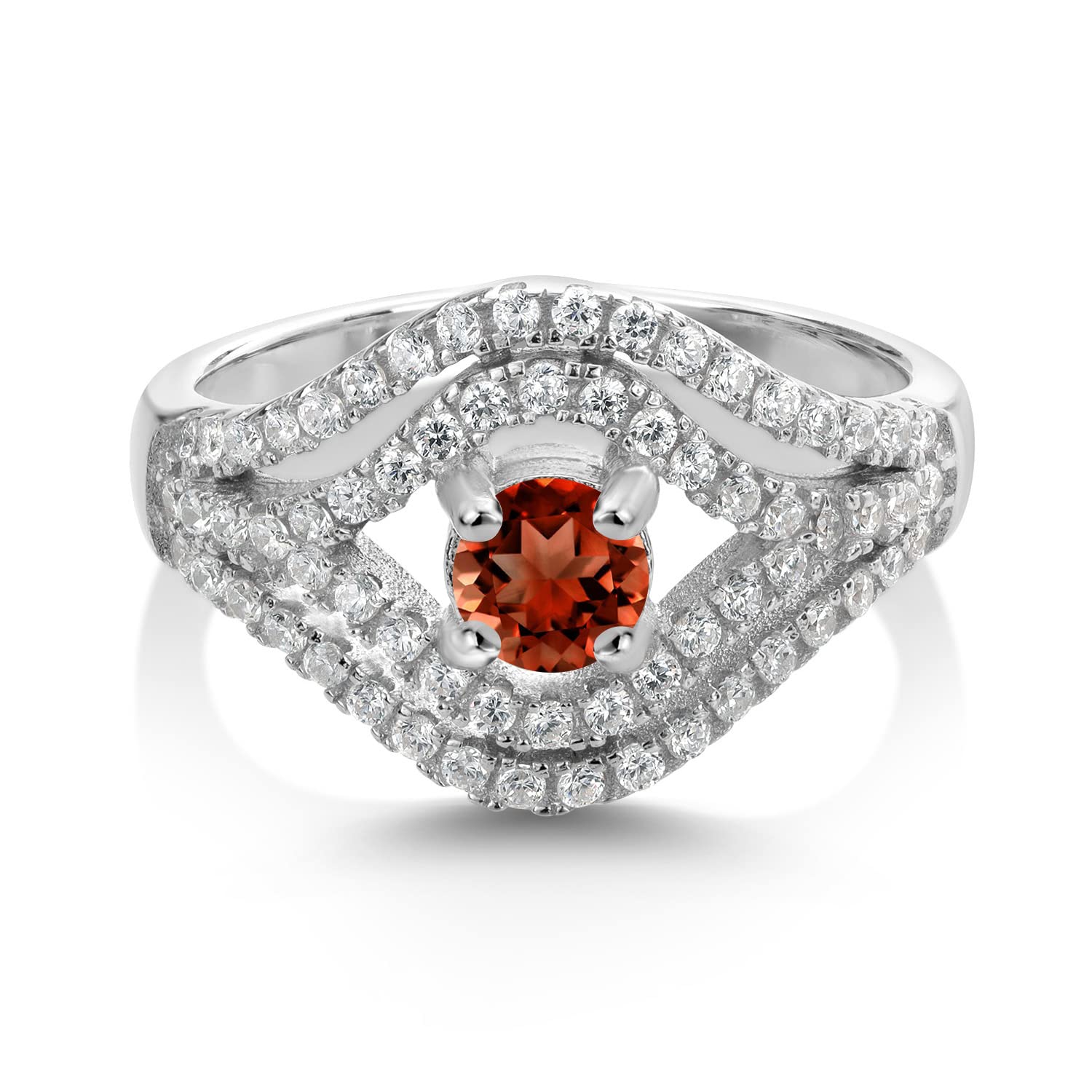 Gem Stone King 925 Sterling Silver Round 4.5MM Gemstone Birthstone Ring | Wedding Engagement Anniversary Promise Ring For Women | Available in size 5, 6, 7, 8, 9