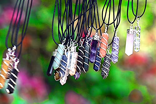 GEMSCITE Selenite Crystal Pendant Necklace Healing Authentic Stone On Silver Plated 20" Chain Real Gemstone Chakra Healing Charm