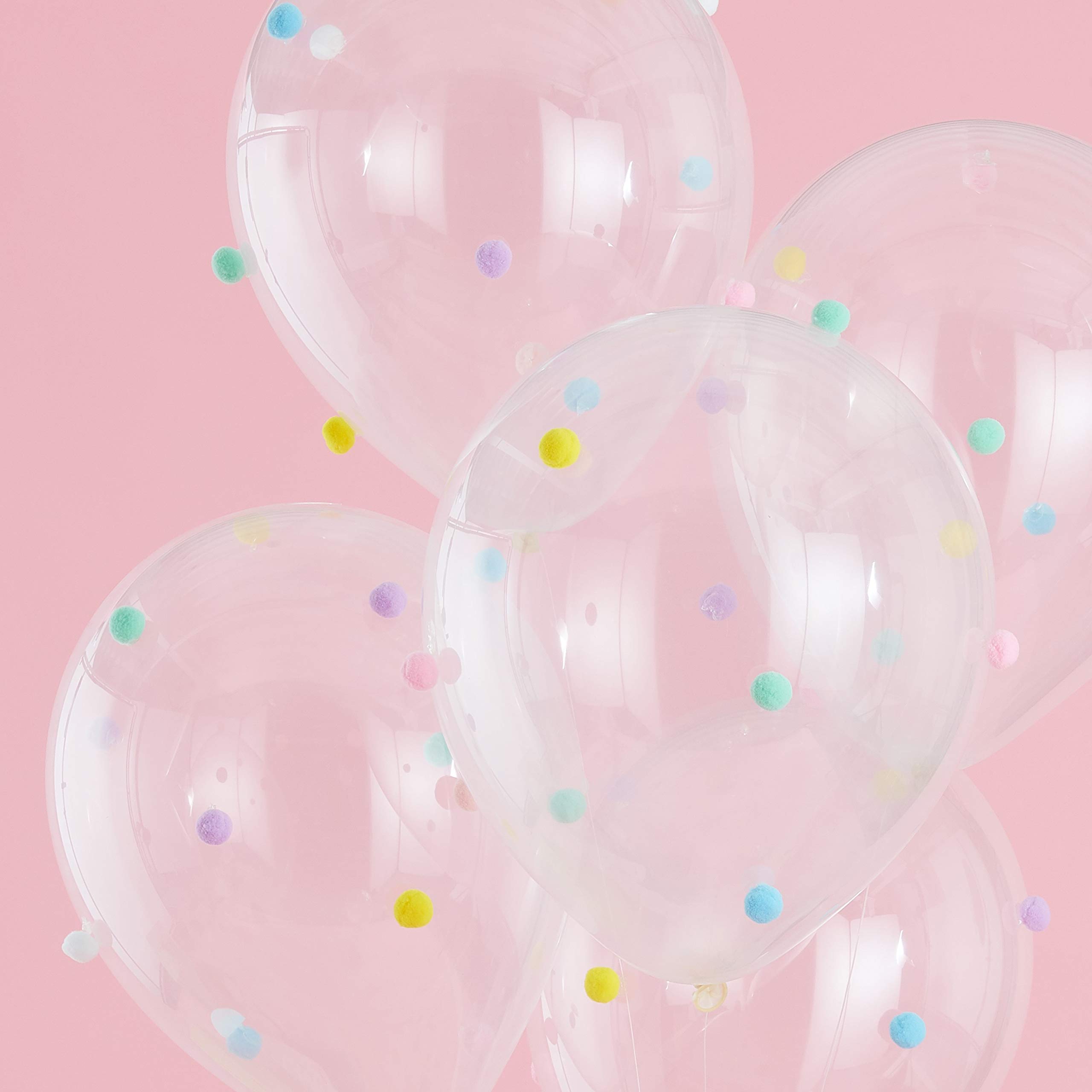 Ginger Ray Pastel Pom Pom Balloons Party Party Decorations 5 Pack