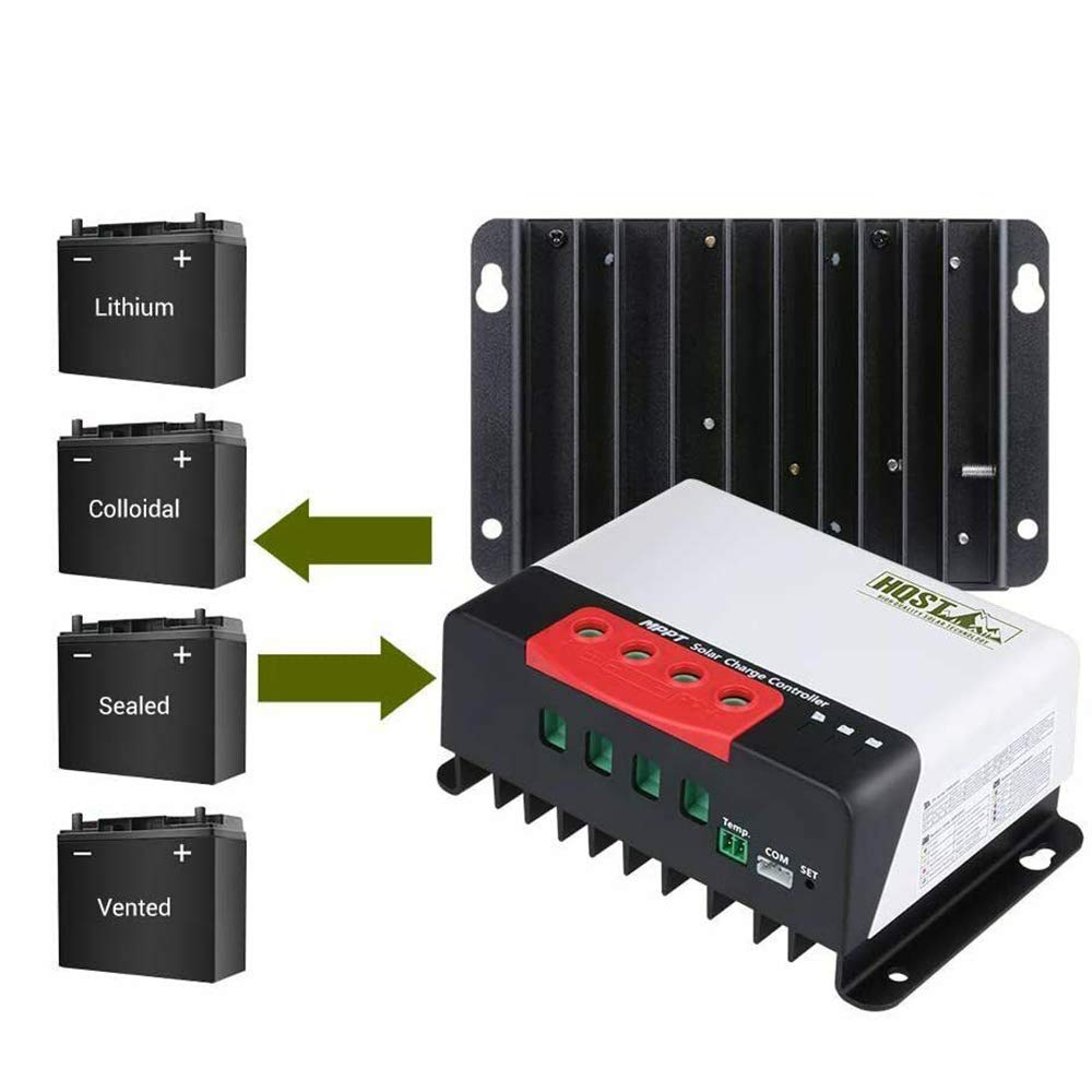HQST 400W Polycrystalline Solar Panel Kit-4 100W Panels+40A MPPT Controller+4 Sets Z Bracket+20ft 12AWG PV Cable+8FT 10AWG Tray Cable+1 LCD display for RV Marine Trailer Off Grid System