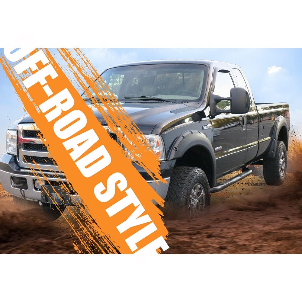G-PLUS Fender Flares, Compatible with 2009-2014 Ford F150 67" / 78.8" / 97.4" Styleside Beds, [Not Compatible with Platinum & Raptor models], Rivet Style Smooth Matte Wheel Cover Protector 4pcs