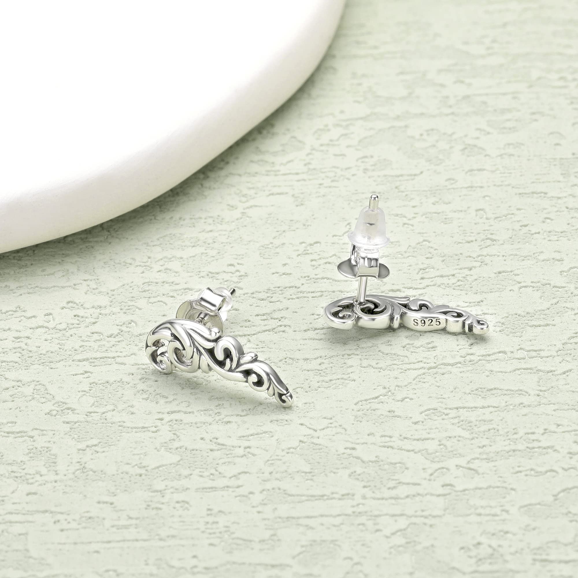 Leaf Ear Climbers Earrings for Women Sterling Silver Vintage Leaf Stud Crawler Earrings Jewelry Gifts