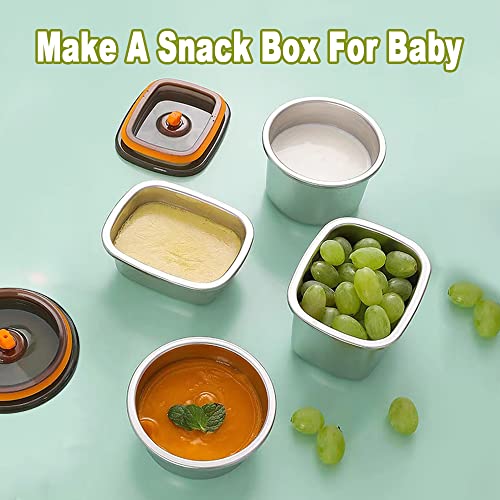 Stainless Steel Metal Food Storage Containers with Lids 440 * 3 Food Preservation Lunch Box Containers Leak-proof Light Easy Set with Air Vent Snack Boxes for People, Kitchen Storageā¦