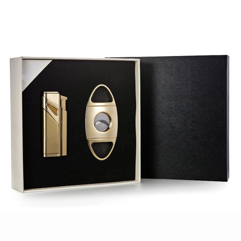 Gas Lighter Two-Piece Set, Windproof Flame, Reusable, Triple Flame, Easy to Carry, Suitable for Boyfriend Girlfriend Father, Daily Use (Color : C3)