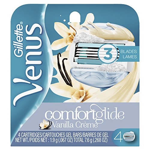 Gillette Venus Comfortglide Women's Razor Refills, Vanilla Creme, 4 Count, Womens Razors/Blades