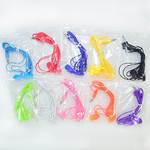TJZXGUI Kids Bulk Earbud Headphones 50 Pack Multi Colored,Individually Bagged,Wholesale Disposable Earphones Perfect for School Classroom Libraries Students (50Mixed)