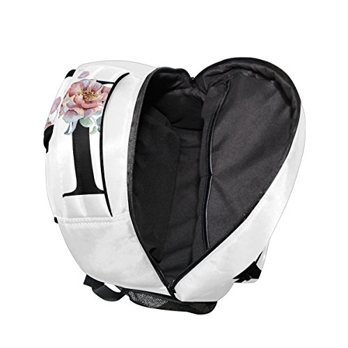 TropicalLife Letter M with Flower Backpacks Bookbag Shoulder Backpack Hiking Travel Daypack Casual Bags