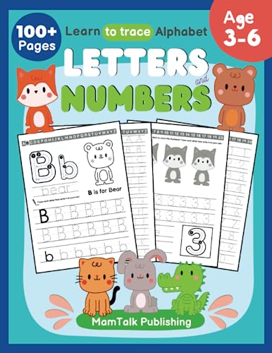 Learn to Trace Alphabet Letters and Numbers from 0 to 20: A Fun Handwriting Practice Workbook for Preschool and Kindergarten: Animals Coloring and ... & 6 Year Olds Kids (Preschool Learning Books)