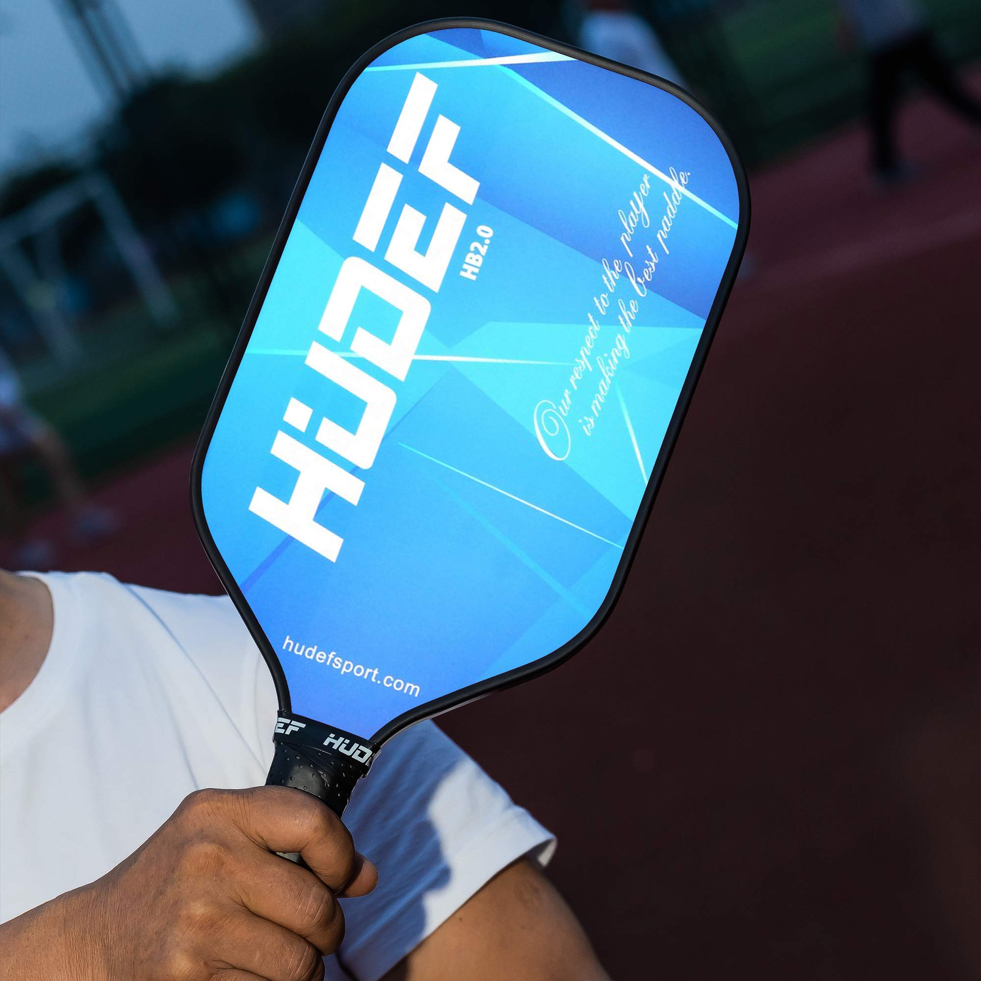 HUDEF HB 2.0 Blue+Red Pickleball Paddles, Lightweight Graphite Carbon Fiber Face Racquet Rackets Elongated Racket,Honeycomb Core,Cushion Comfort Grip USAPA Approved