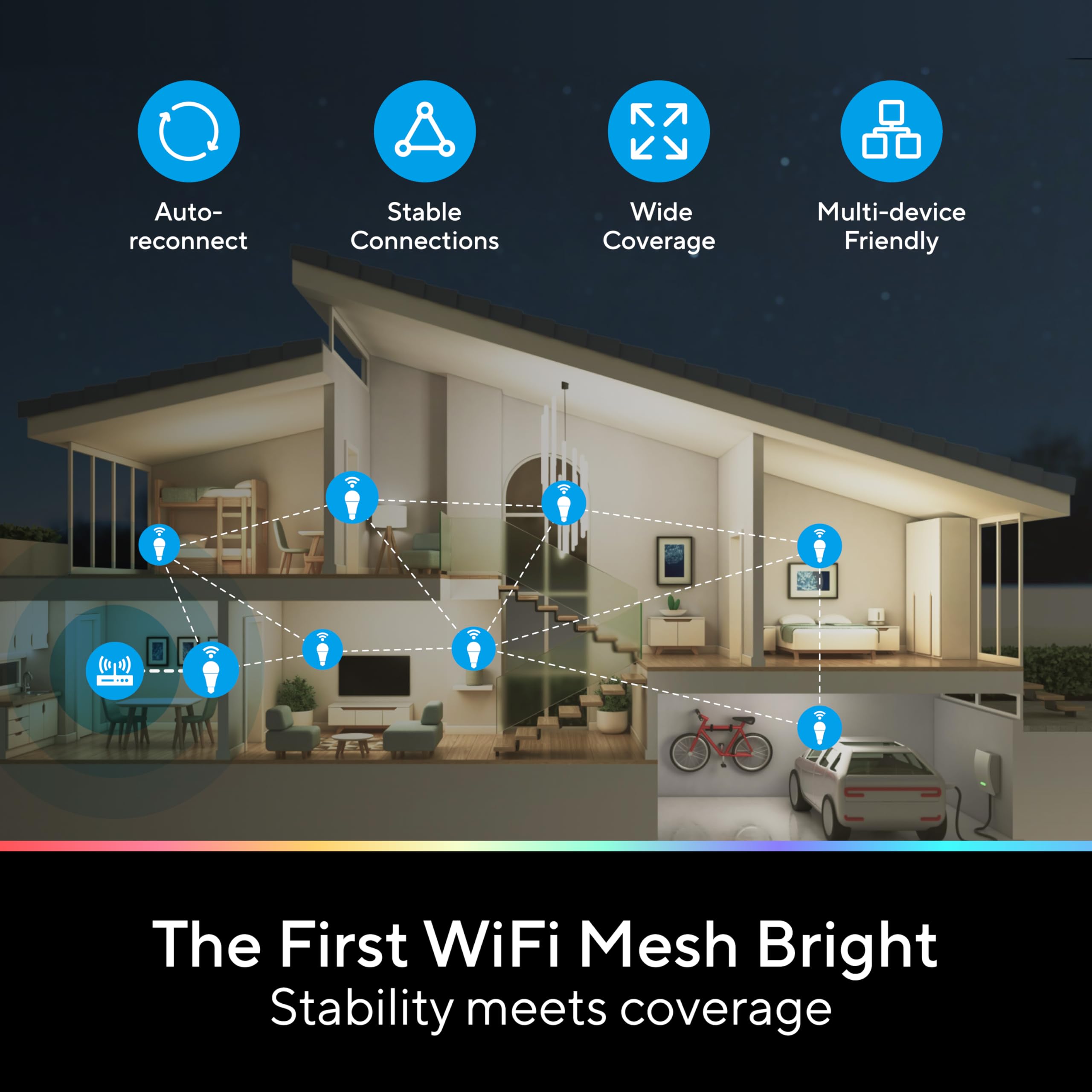 U-tec Smart Light Bulbs, 1100 Lumen, 90+CRI WiFi Mesh & Bluetooth Color Changing A19 Light Bulb, 16 Million DIY Colors RGB Light Bulbs, Work with Alexa, Google Assistant Home App, 2 Pack