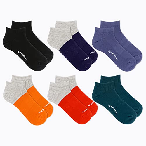 Merrell Unisex-Adult's Recycled Cushioned Socks Pack-Hiking Arch Support & Moisture Management, Low Cut-Gray Assorted (6 Pairs), M/L (Men's 9.5-12 / Women's 10-13)