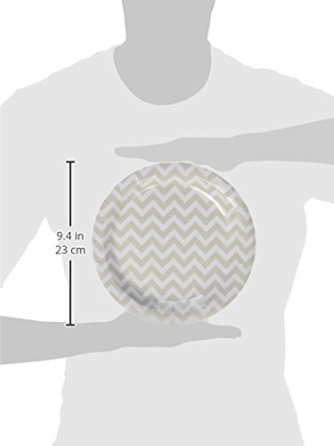 Ginger Ray Chevron Divine Grey Paper Party Plates, 8 Pack