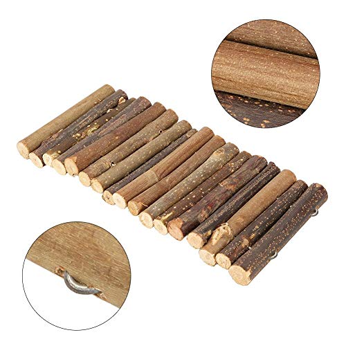 Tnfeeon Hamster Bridge, Wooden Bridge Ladder House Small Animal Chew Toy for Reptile Rodents(M)