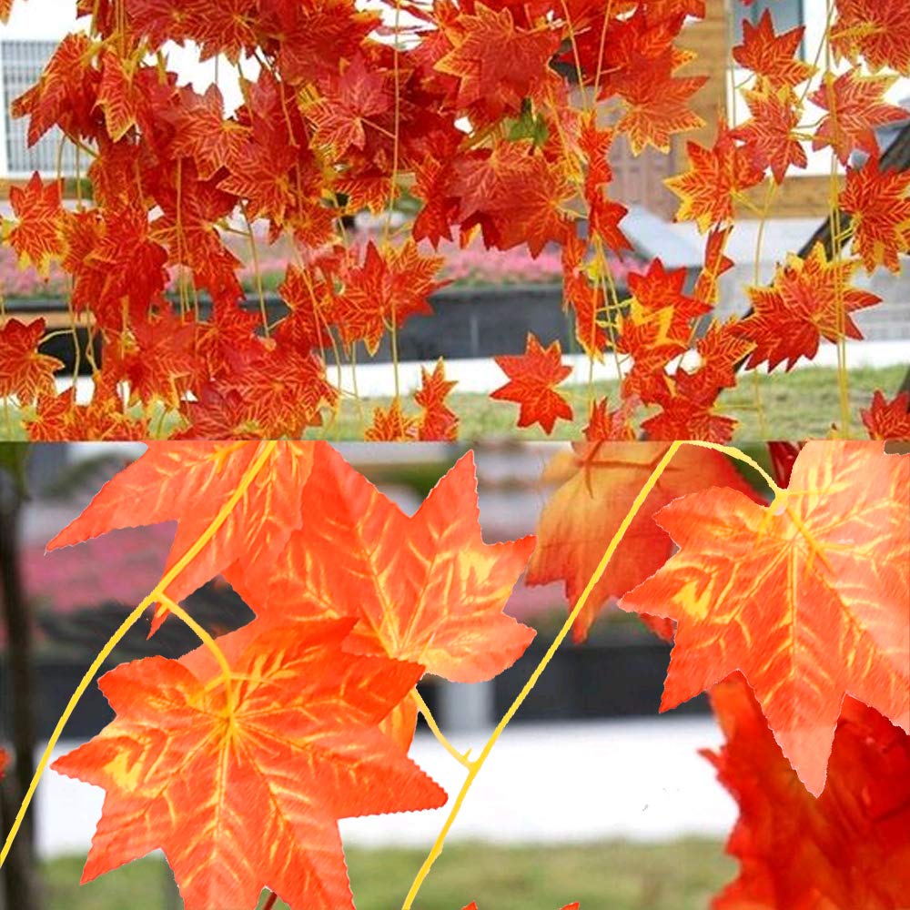 HUAESIN 10 Pack Fall Leaf Garland Fall Leaves Decoration 90 FT Artificial Silk Maple Leaf Hanging Ivy Vine Halloween Garland Autumn for Home Wedding Garden Party Table Decoration