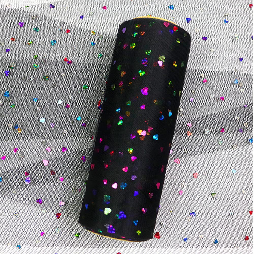 Yuanchuan Laser Glitter Tulle Rolls 6 inch x 10 Yards (30 feet) Pink Color for Table Runner Chair Sash Bow Pet Tutu Skirt Sewing Crafting Fabric Wedding Unicorn Halloween Party Gift Ribbon (Pink)