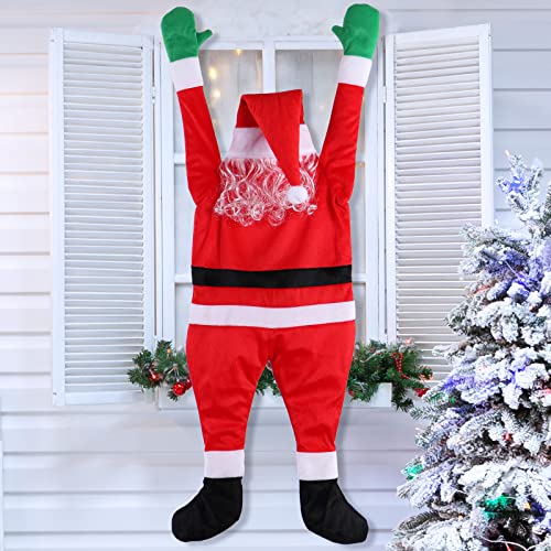 TOLOCO 4.1 FT Hanging Santa Claus, Christmas Decorations, Christmas Ornaments for Roof, Porch, Gutter, Balcony, Christmas Decor Outdoor and Indoor