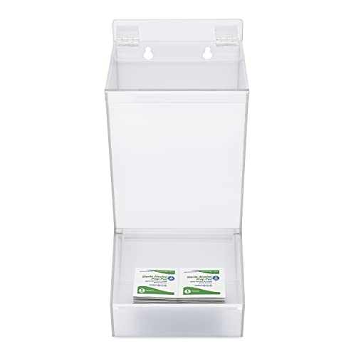 SimplyImagine White Acrylic Earplug Holder - Universal Storage Dispenser w/2 Lids for Small Bulk Accessories - Finger Cots, Coffee Creamers, Laundry Pods, Candy Bars - Stand or Mount