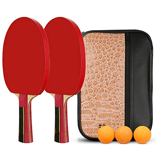 Hewen-Ping Pong Set Portable Professional Pingpong Racket Table Tennis Bat Ping Pong Bat Set with 2 Rackets, 3 Balls Table Tennis Bat (Size : Short)
