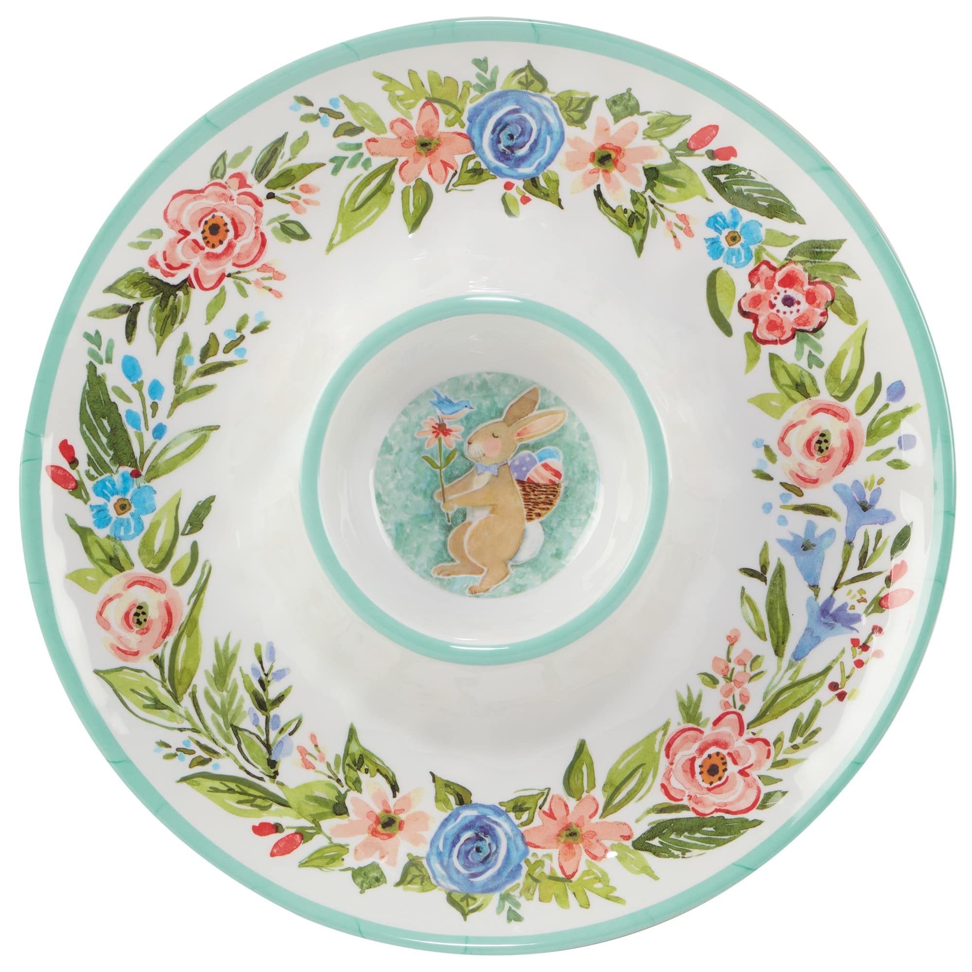 Joy Of Easter 3 Piece Hostess Set Multi Color Floral Casual Farmhouse Round Dishwasher Safe
