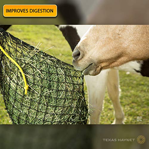 Texas Haynet - Small Hole Slow Feeder Hay Net - American Made Nylon Rope Haynet for Horses - Perfect for Trailering - Easily Holds 2 to 4 Flakes with 1.5โ Holes
